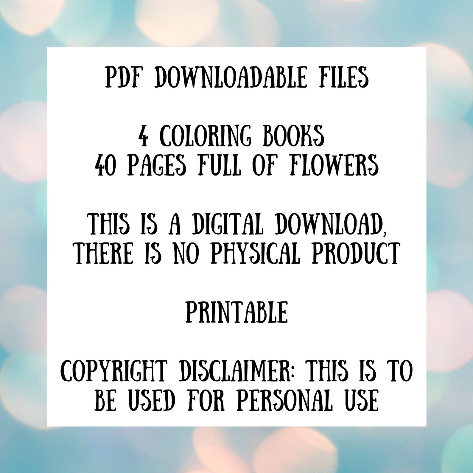 Flowers Coloring Book | 40 Pages | 4 Ten Page Books | Digital Download ...