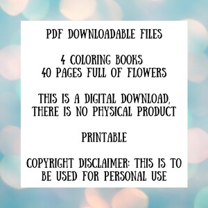 Flowers Coloring Book | 40 Pages | 4 Ten Page Books | Digital Download ...
