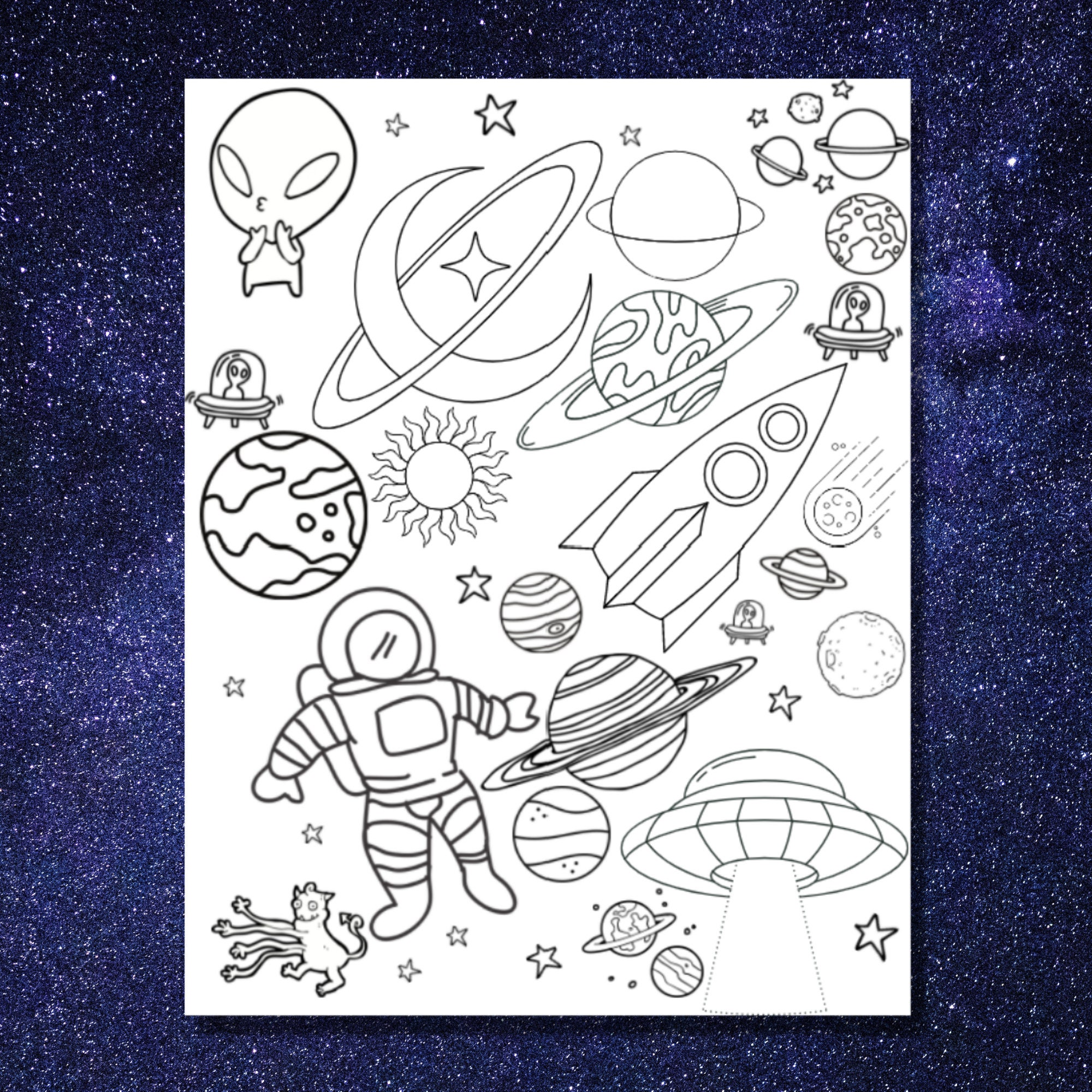 Outer Space | Digital Download | Printable Coloring Pages | PDF, JPG - Etsy