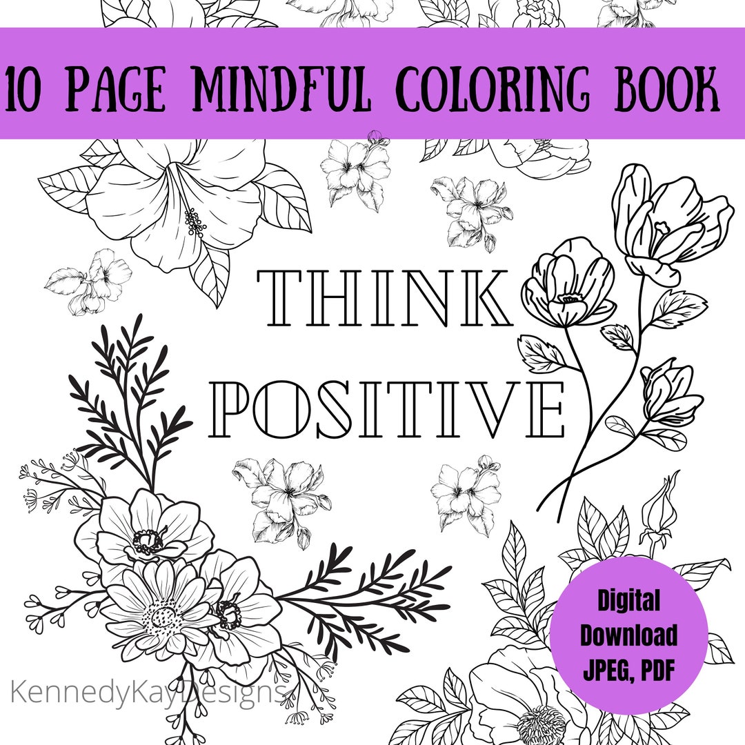 10 Page Mindful Coloring Book | Printable | Instant Download - Etsy