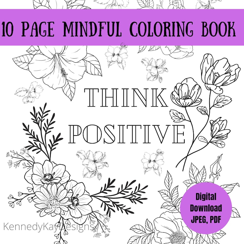 10 Page Mindful Coloring Book | Printable | Instant Download - Etsy