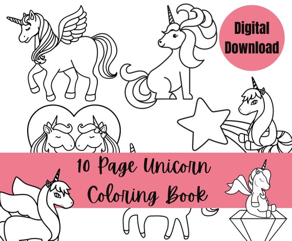 Unicorn Set 1 Digital Download Printable Coloring Pages - Etsy