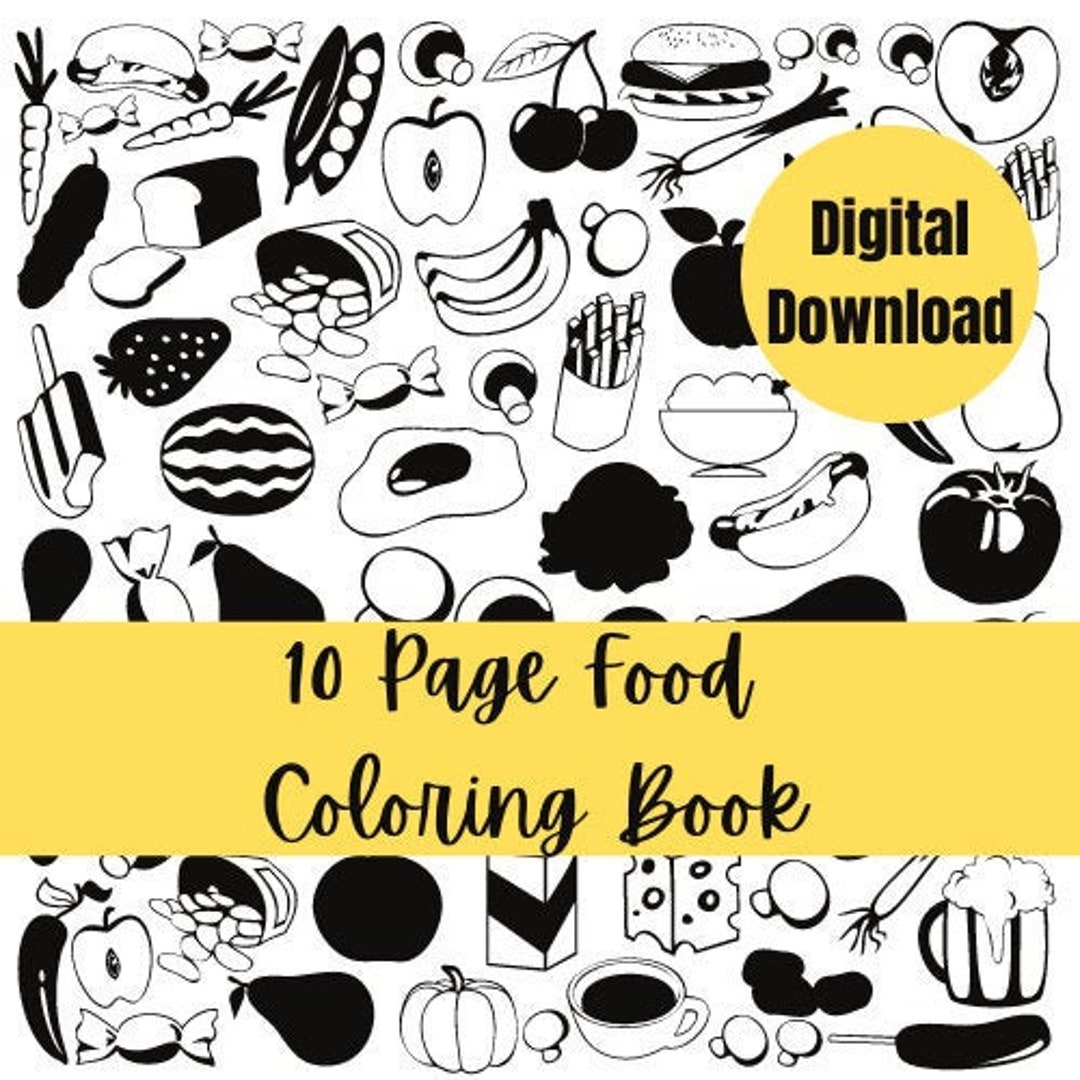 Food Coloring Pages | Digital Download | Printable Coloring Pages | JPG ...