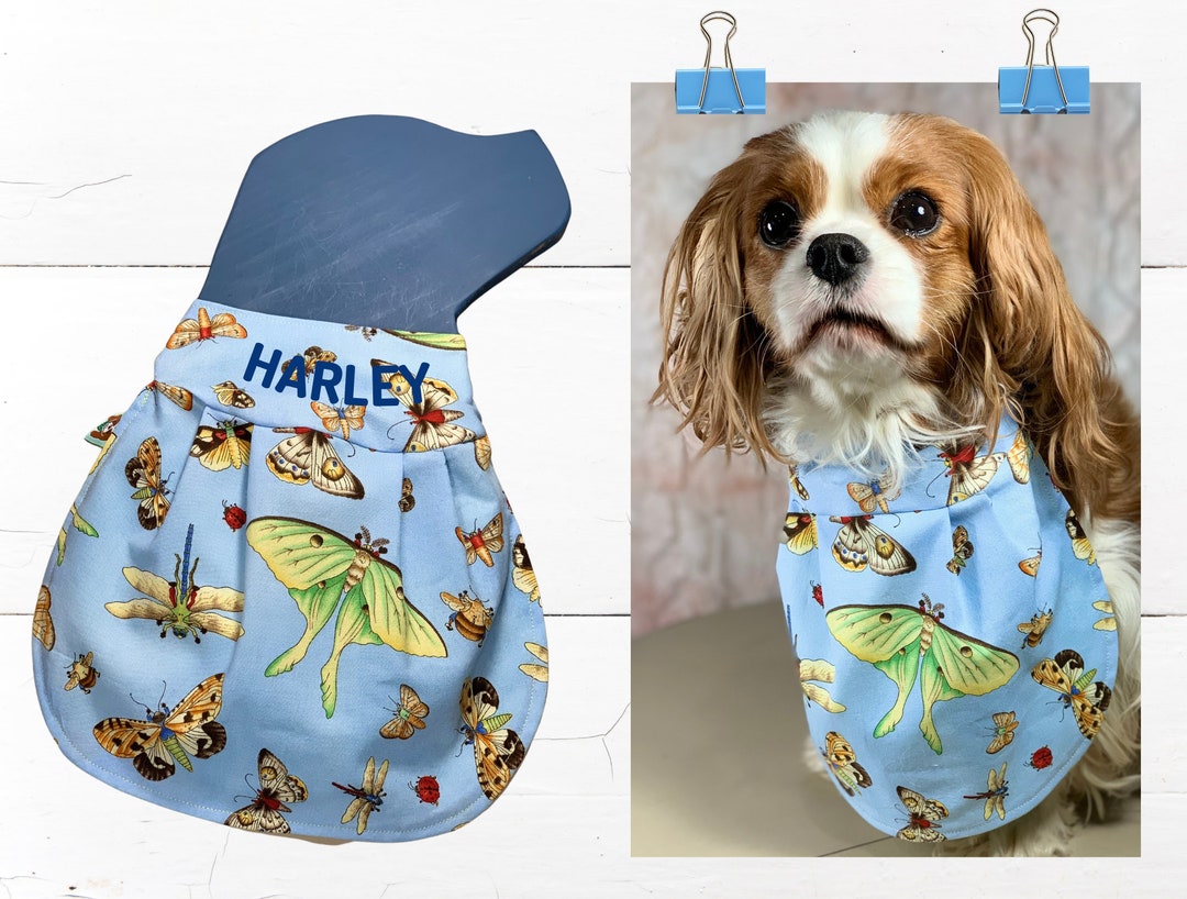 Reversible Dog Bib Slips on Collar- MOTH PLEATED BIB: Dog Drool Bibs ...