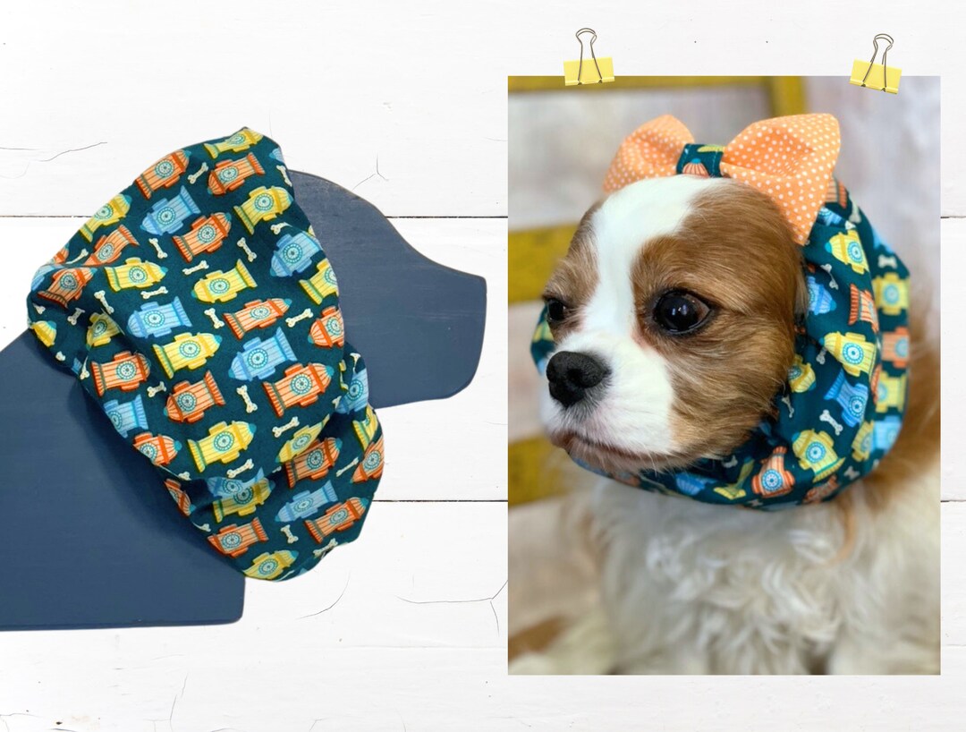 Adjustable Dog Snood FIRE HYDRANT & BONE Protect Ears While Eating ...