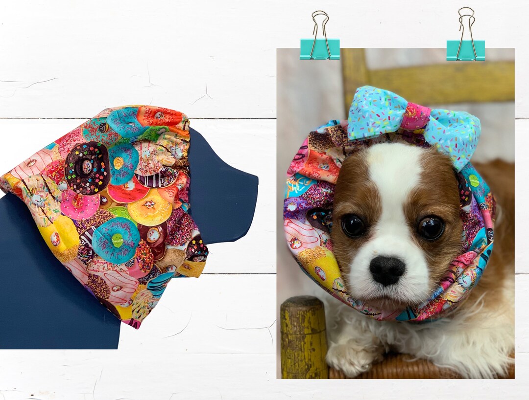 DONUT DOUGHNUT Adjustable Dog Snood: Protect Ears While Eating, Show ...