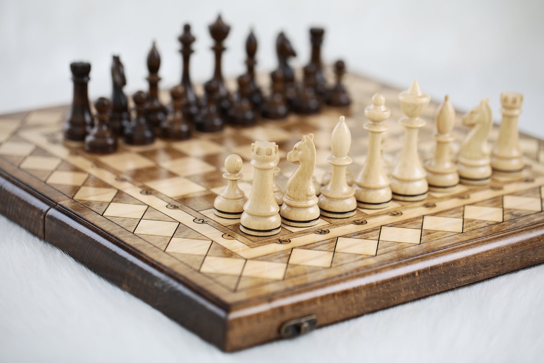 Chess Set With Board, Wooden Chess Set, Personalized Gift - Etsy