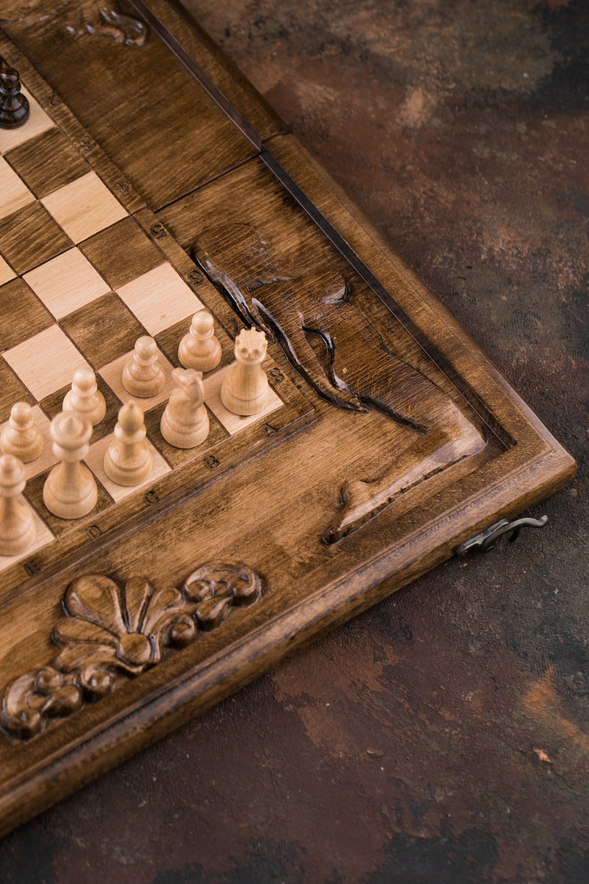 Chess Set With Board Engraved Girl Wood chess Set | Etsy