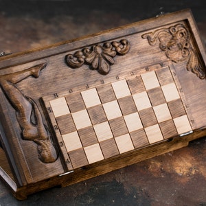 Chess Set With Board, Engraved Girl, Wood Chess Set - Etsy