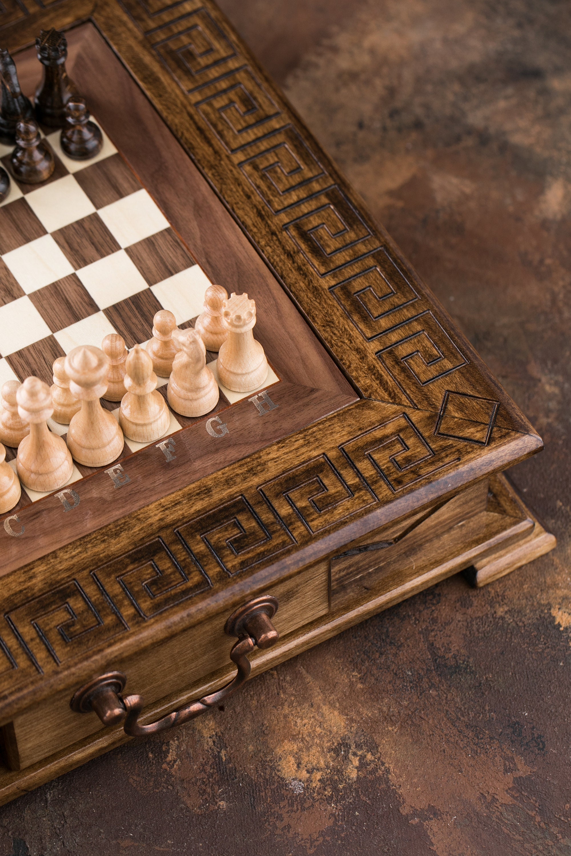 Chess Set With Storage Box Handmade Wooden Chess Set - Etsy