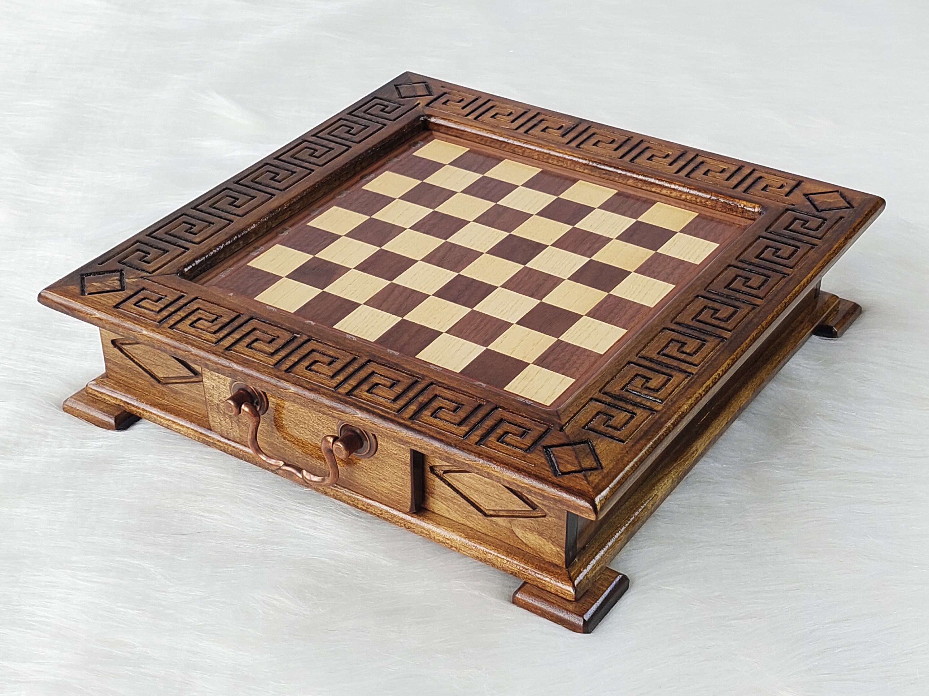 Handmade Wooden Chess Set Chess Table With Storage Box - Etsy