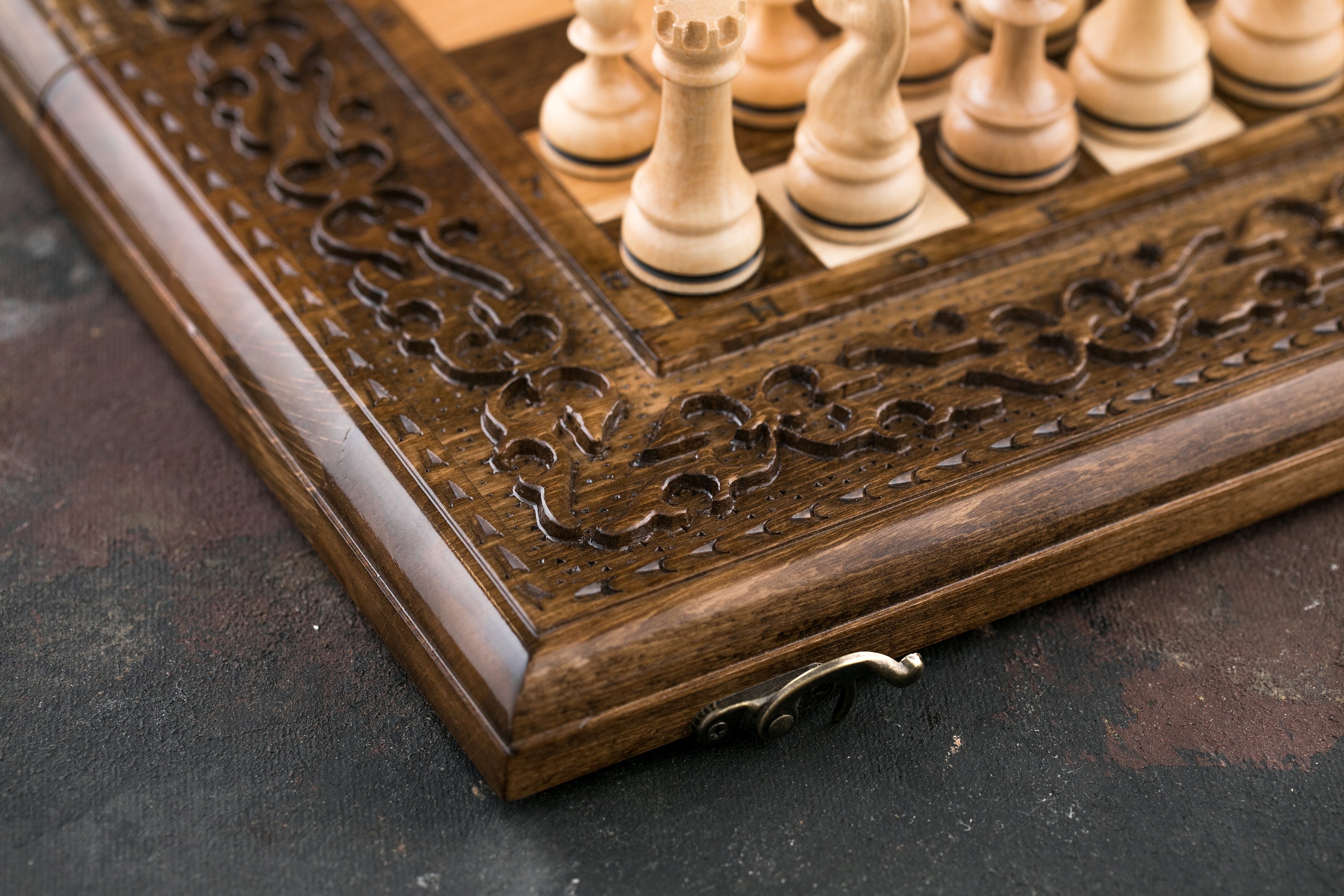 Wooden Chess Set Engraved Chess Board With Premium Figures | Etsy