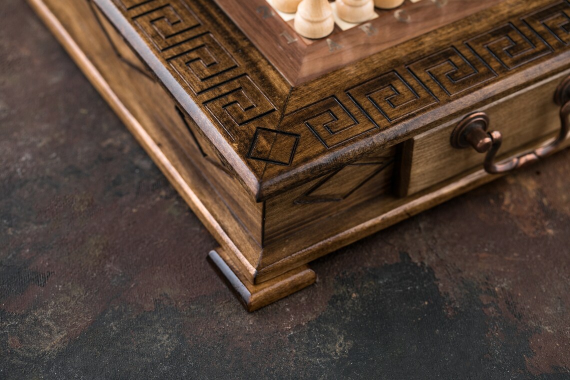 Chess Set With Storage Box Handmade Wooden Chess Set | Etsy