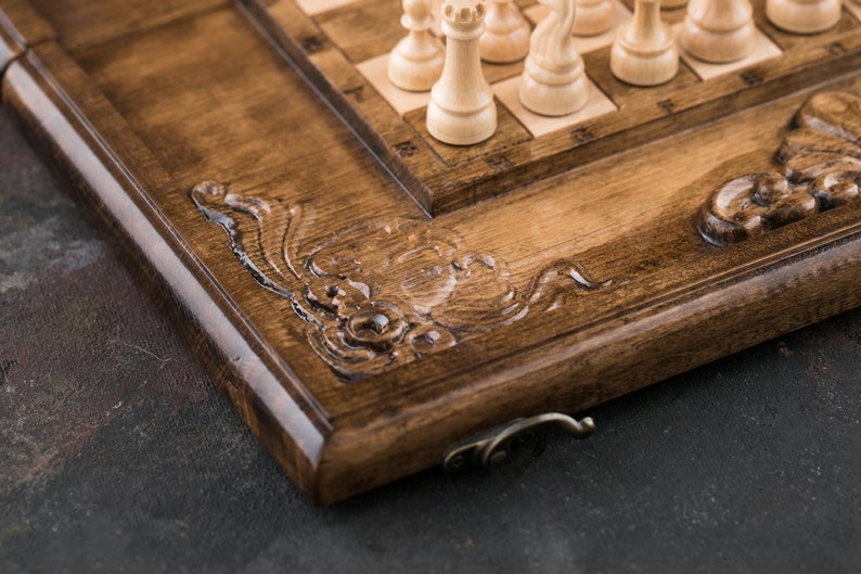 Chess Set With Board Engraved Girl Wood Chess Set - Etsy