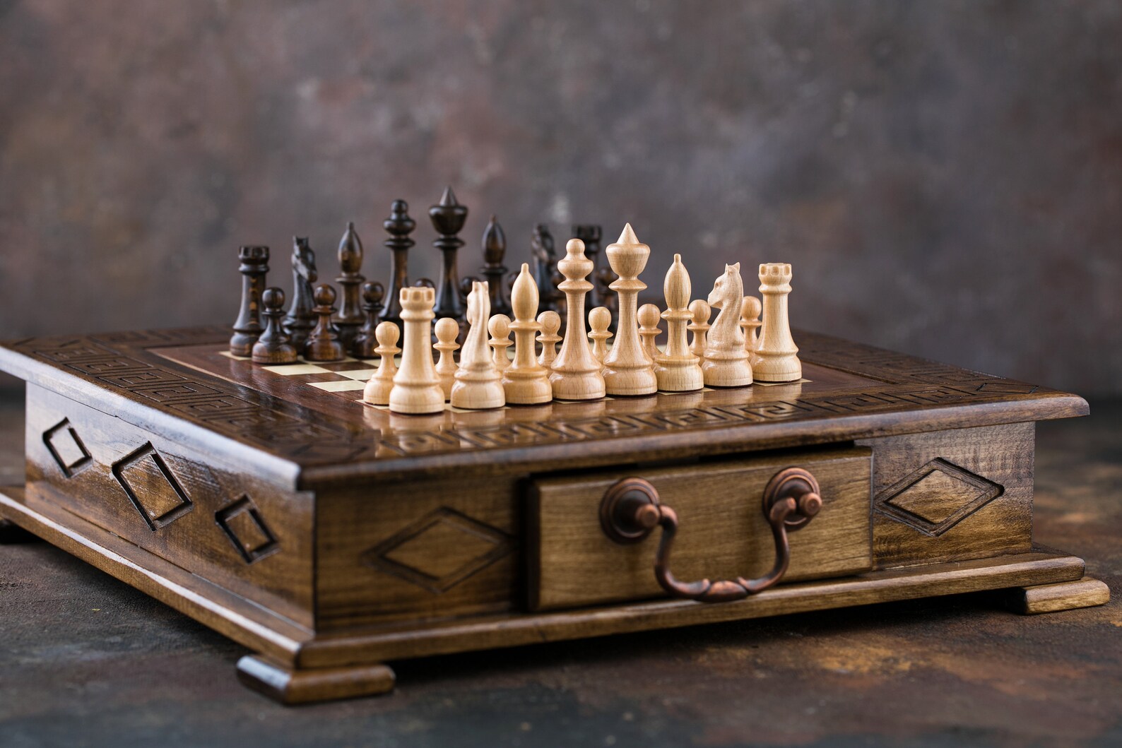 Chess Set With Storage Box Handmade Wooden Chess Set | Etsy