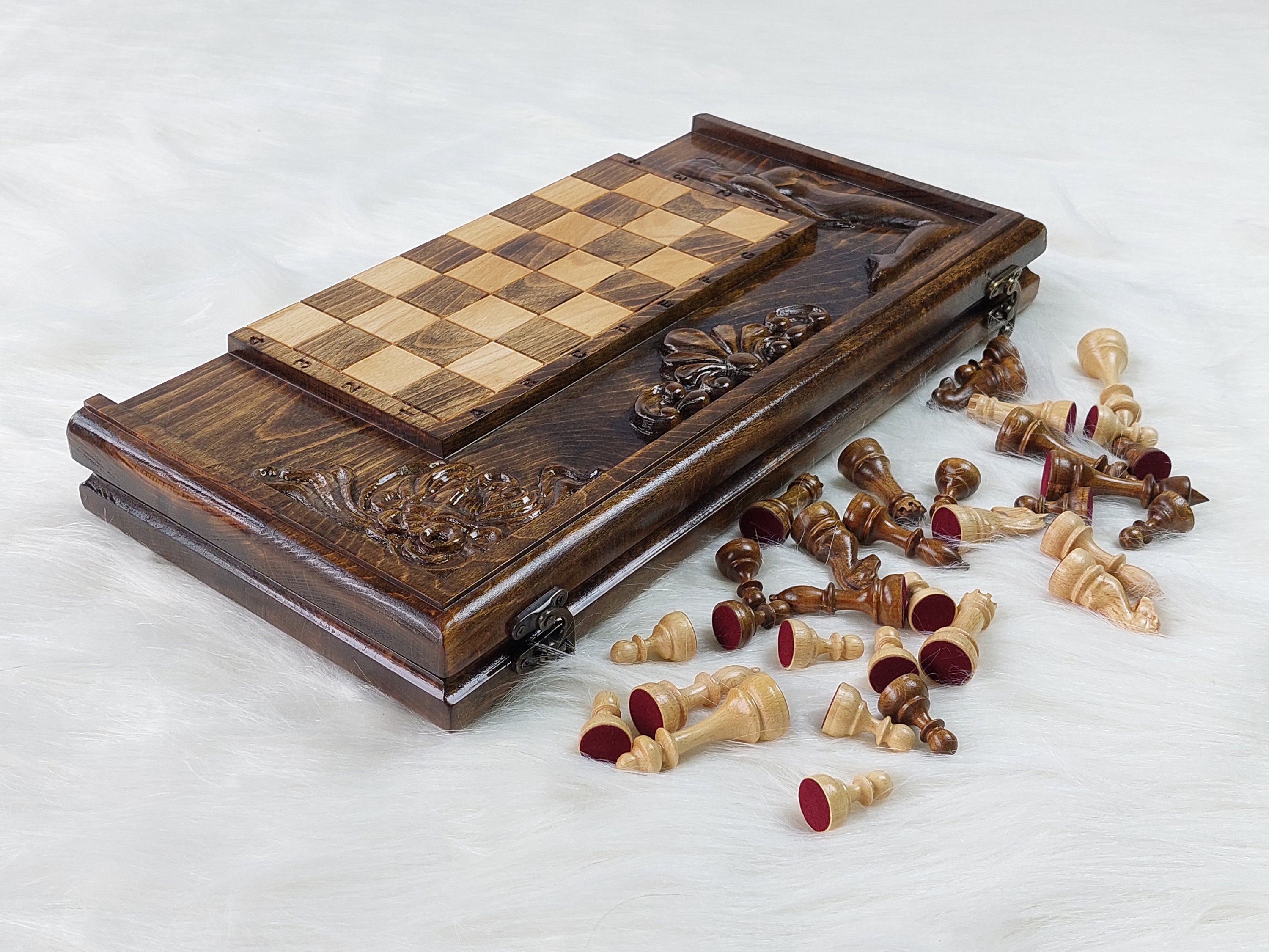 Handmade Wooden Chess Set With the Board of the Highest - Etsy