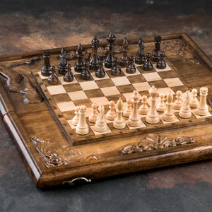 Chess Set With Board, Engraved Girl, Wood Chess Set - Etsy