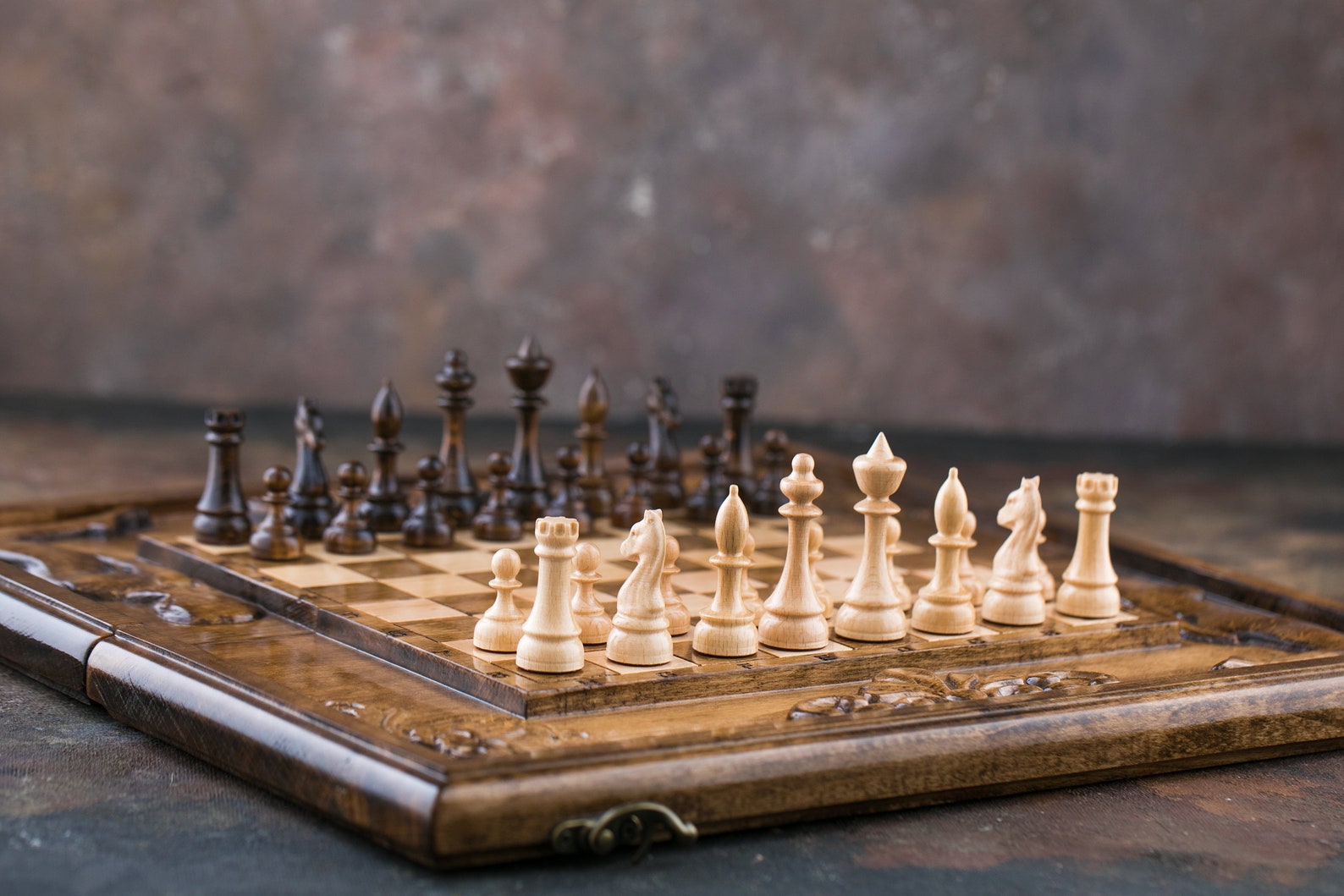 Chess Set With Board Engraved Girl Wood chess Set | Etsy