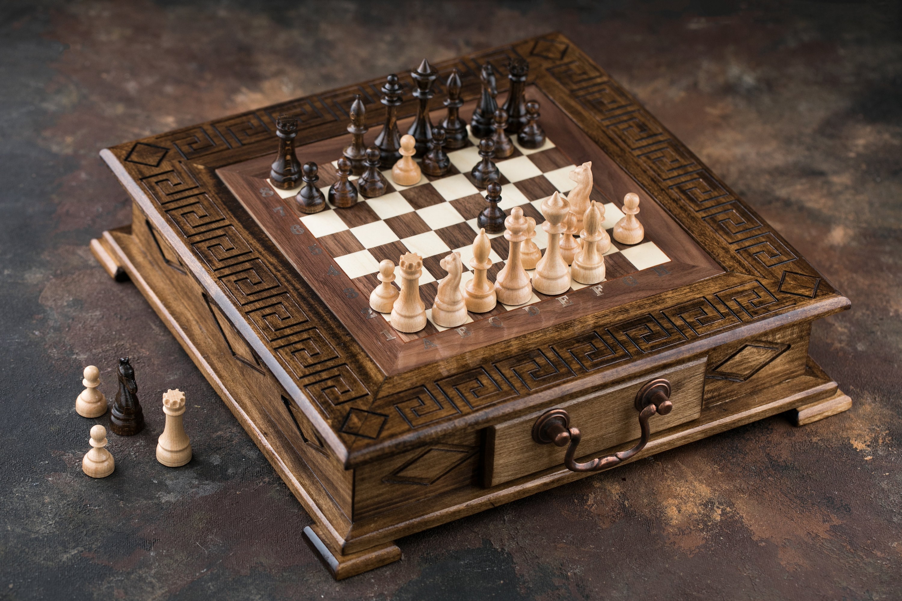 Chess Set With Storage Box Handmade Wooden Chess Set - Etsy