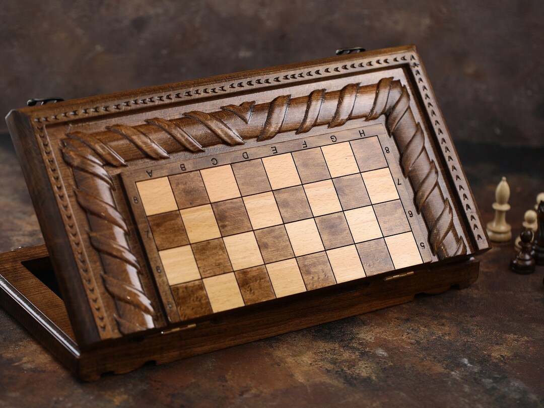 Wooden Chess Set, Carved Chess Board, Personalized Chess Set, Premium ...