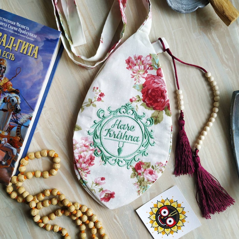 Embroidered Hare Krishna and Tilak Japa Mala Beads Bag. Prayer Bag ...