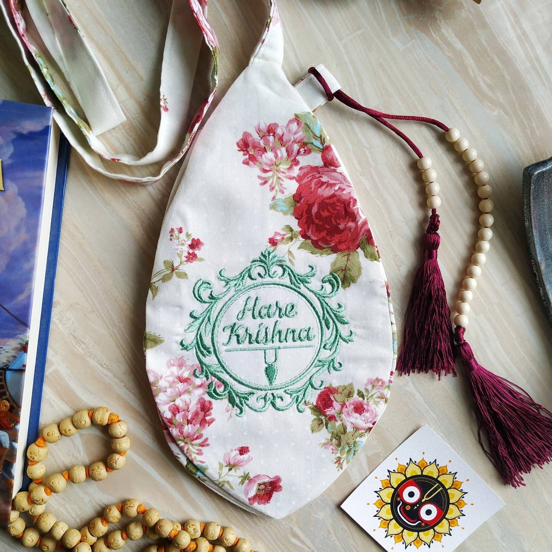 Embroidered Hare Krishna and Tilak Japa Mala Beads Bag. Prayer Bag ...