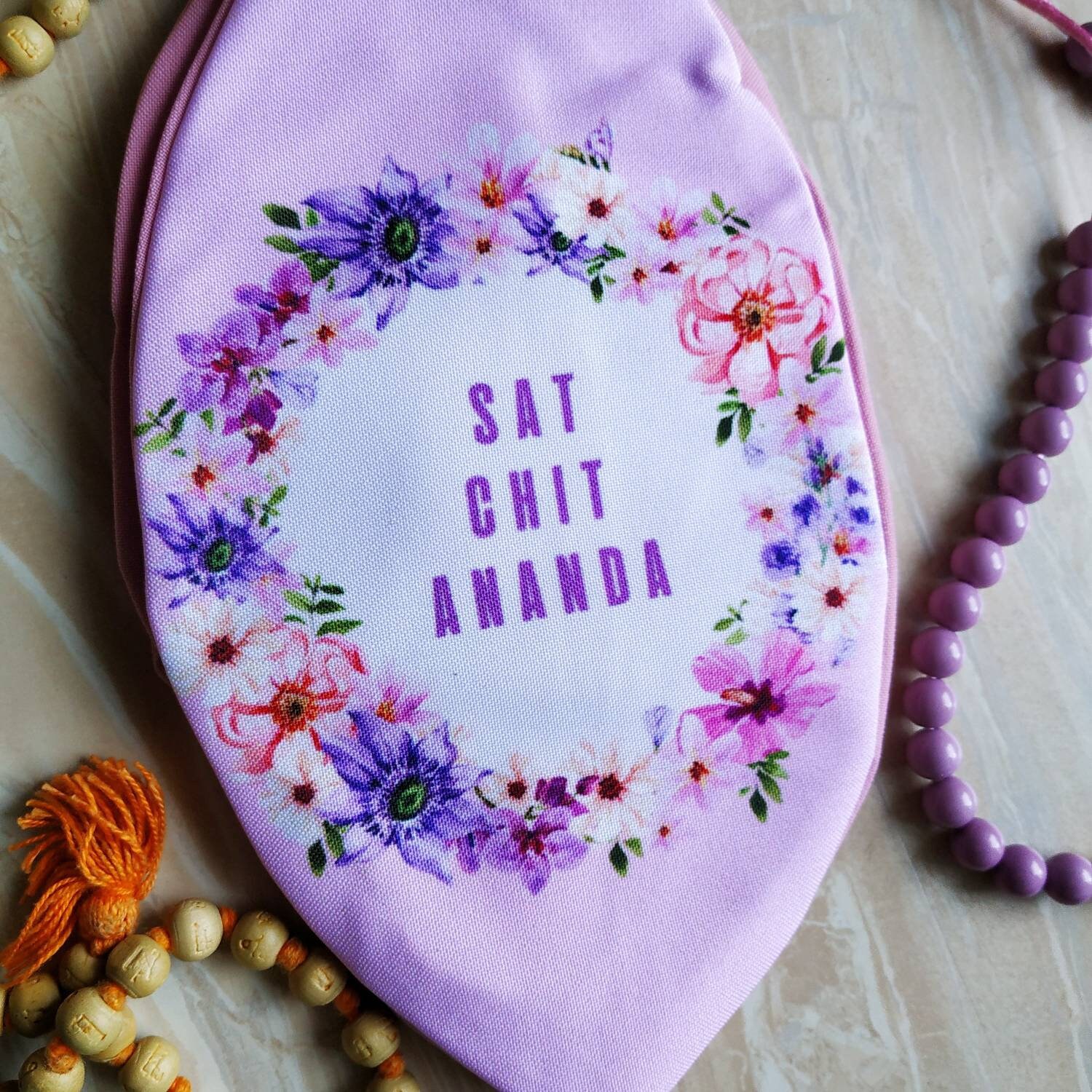 Pink Lotus and Sat.chit.ananda Printed Japa Mala Beads Bag. - Etsy