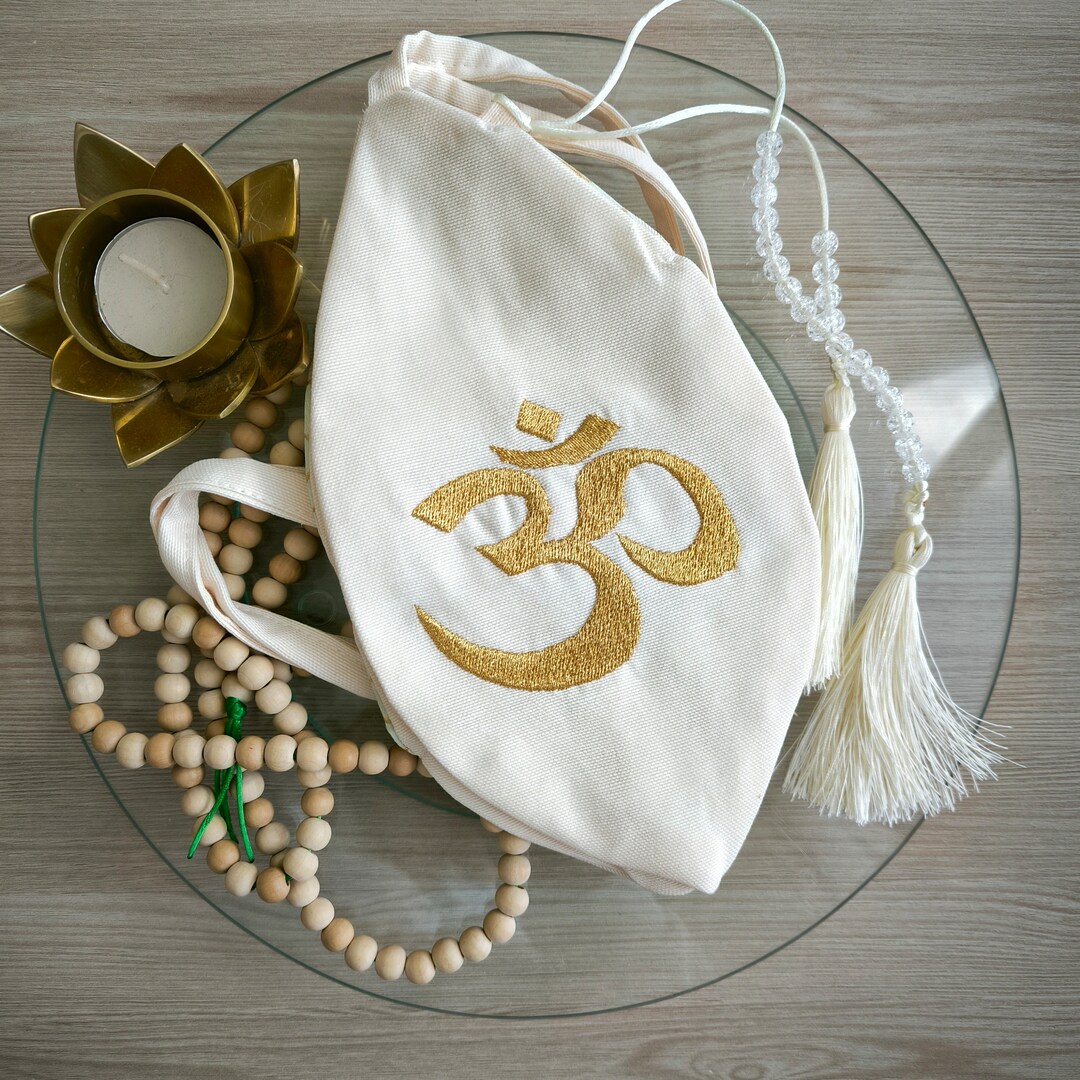 Embroidered Om Symbol and Personalized Japa Mala Beads Bag. Prayer Bag ...