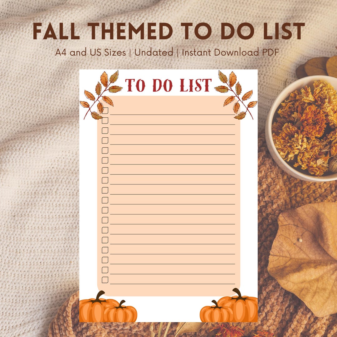 Fall Themed to Do List Printable Fall to Do List Fall Themed to Do List ...