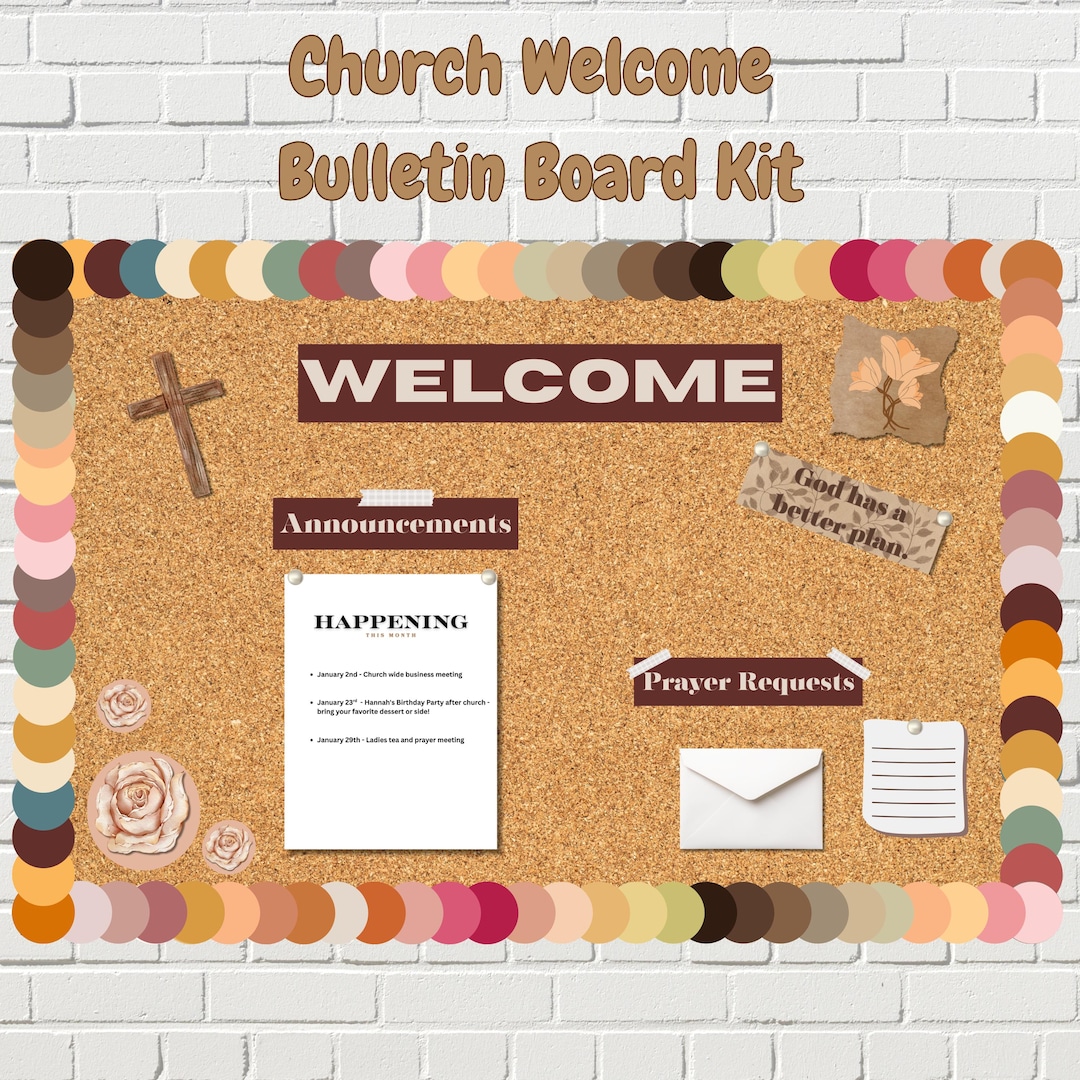 Church Welcome Bulletin Board | Christian Bulletin Board Kit | Colorful ...
