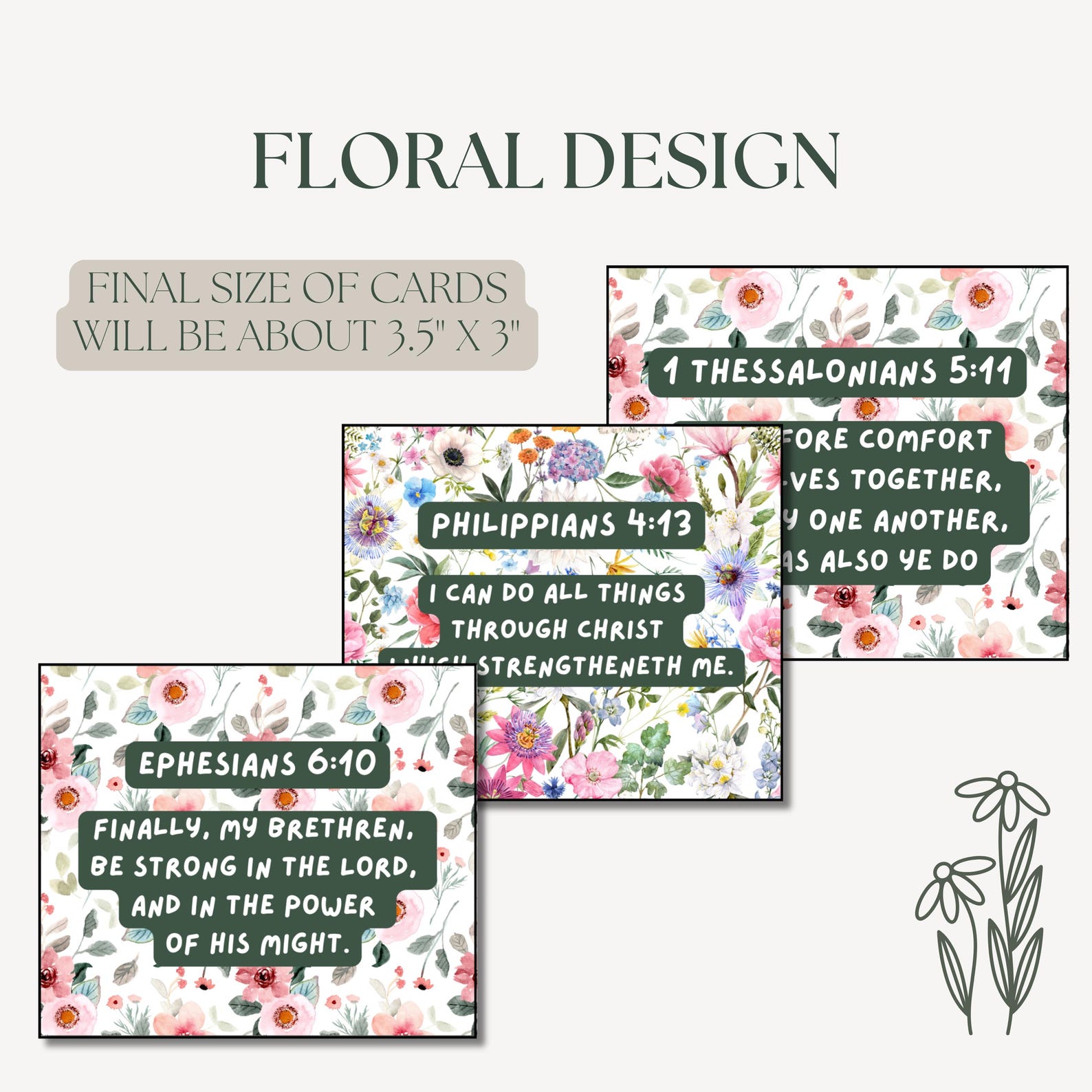 Floral Bible Verse Cards | 60 Printable Scripture Affirmations (PDF) - Etsy