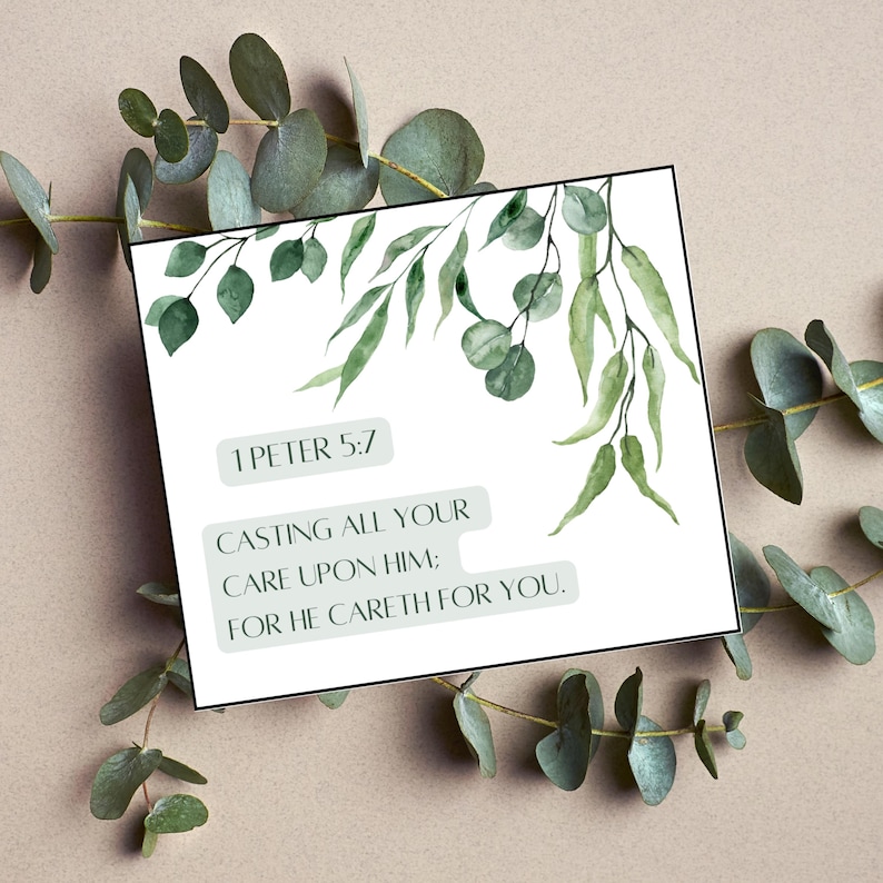 Greenery Bible Verse Cards | Printable Scripture, 60-pack (PDF) - Etsy ...