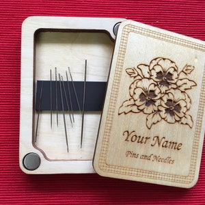 Wooden Needle Case, Craft Box With Magnet Needle Minder, Embroidery ...