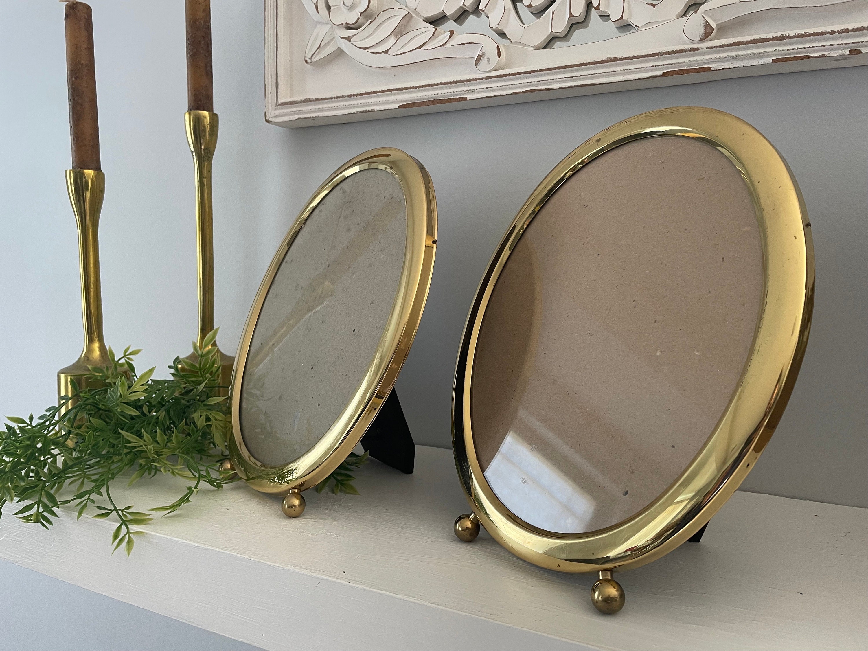 Vintage Oval Solid Brass Picture Frame - Etsy
