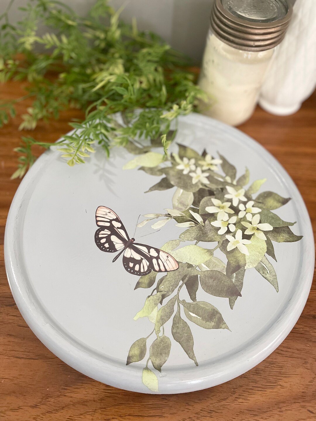 Upcycled Lazy Susan Painted in a Soft Blue Cottagecore Style - Etsy