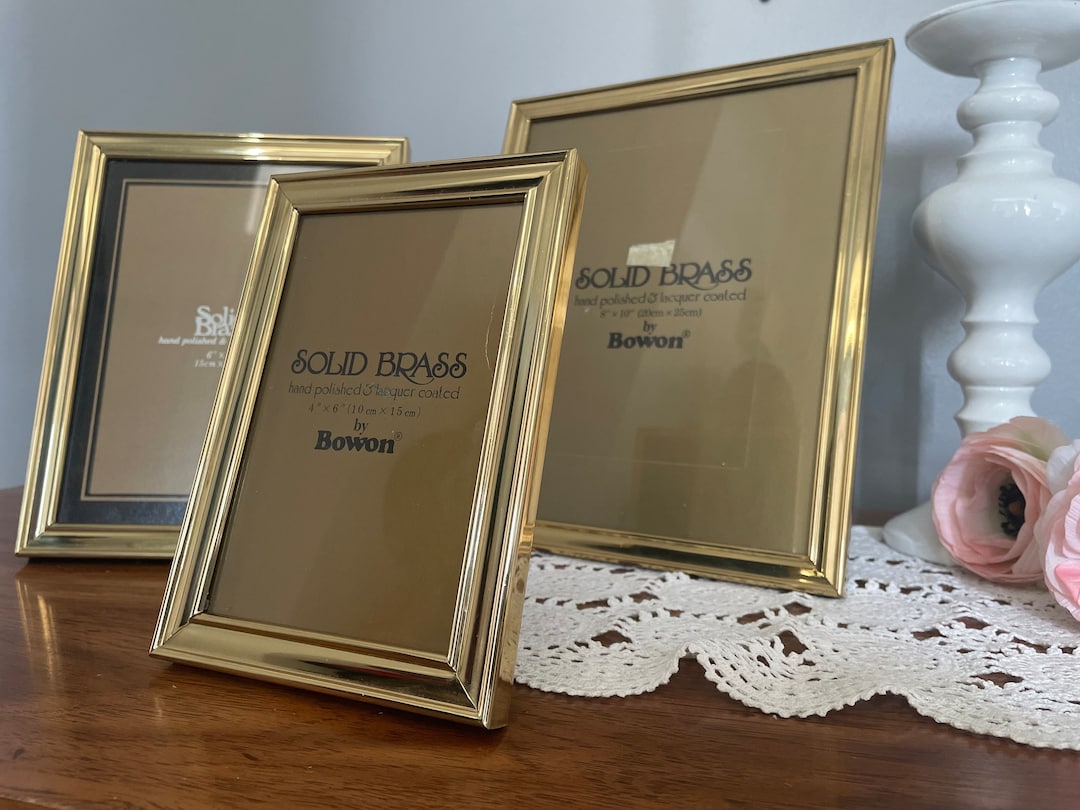 Set of Three Vintage Solid Brass Picture Frames | Original Felt ...
