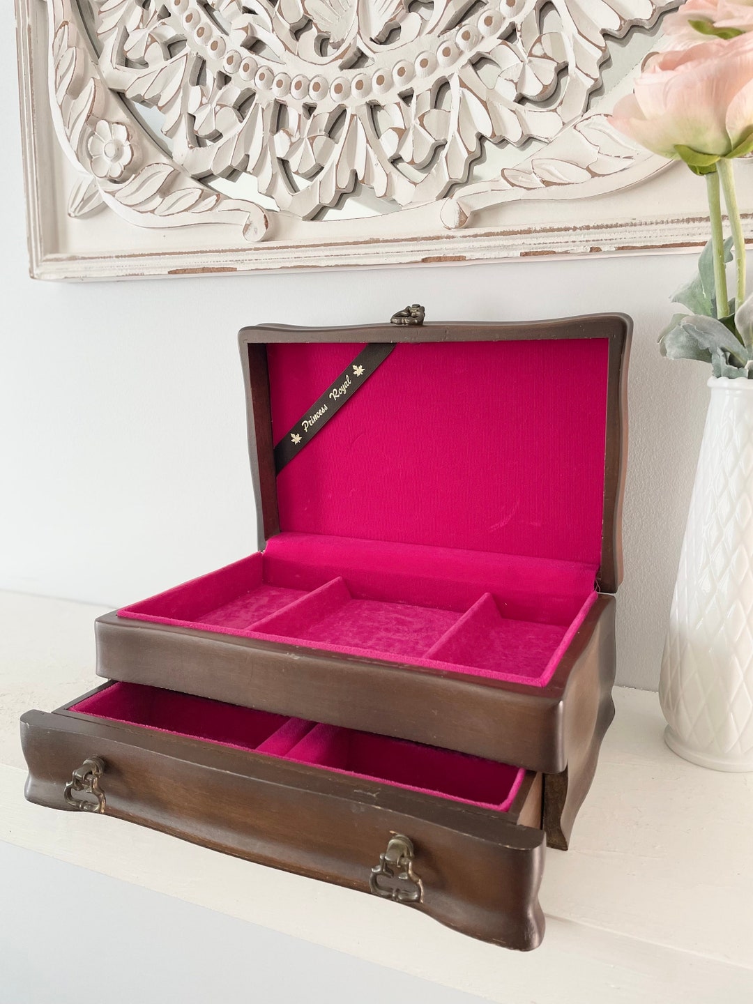 Vintage Jasco Princess Royal Jewelry Chest With Drawer & Original ...