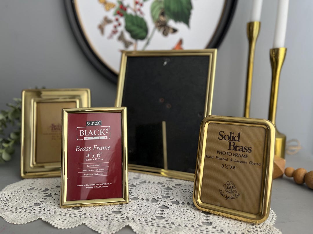 Solid Brass Picture Frame Set of Four | 3.5x5 in | 4x6 in | 8x10 in ...