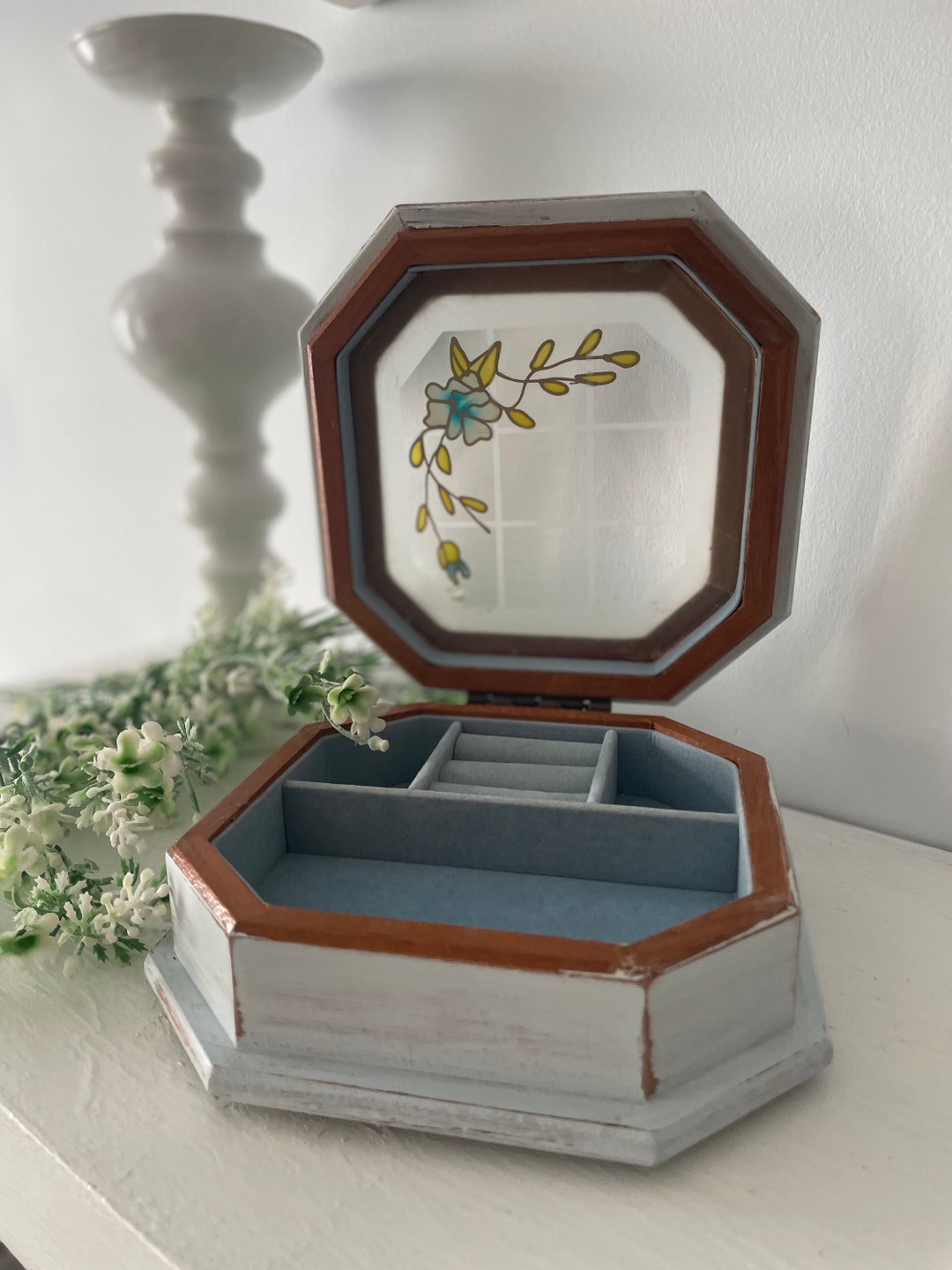 Upcycled | Painted Vintage Gunther Mele Jewelry Box With Glass Lid ...
