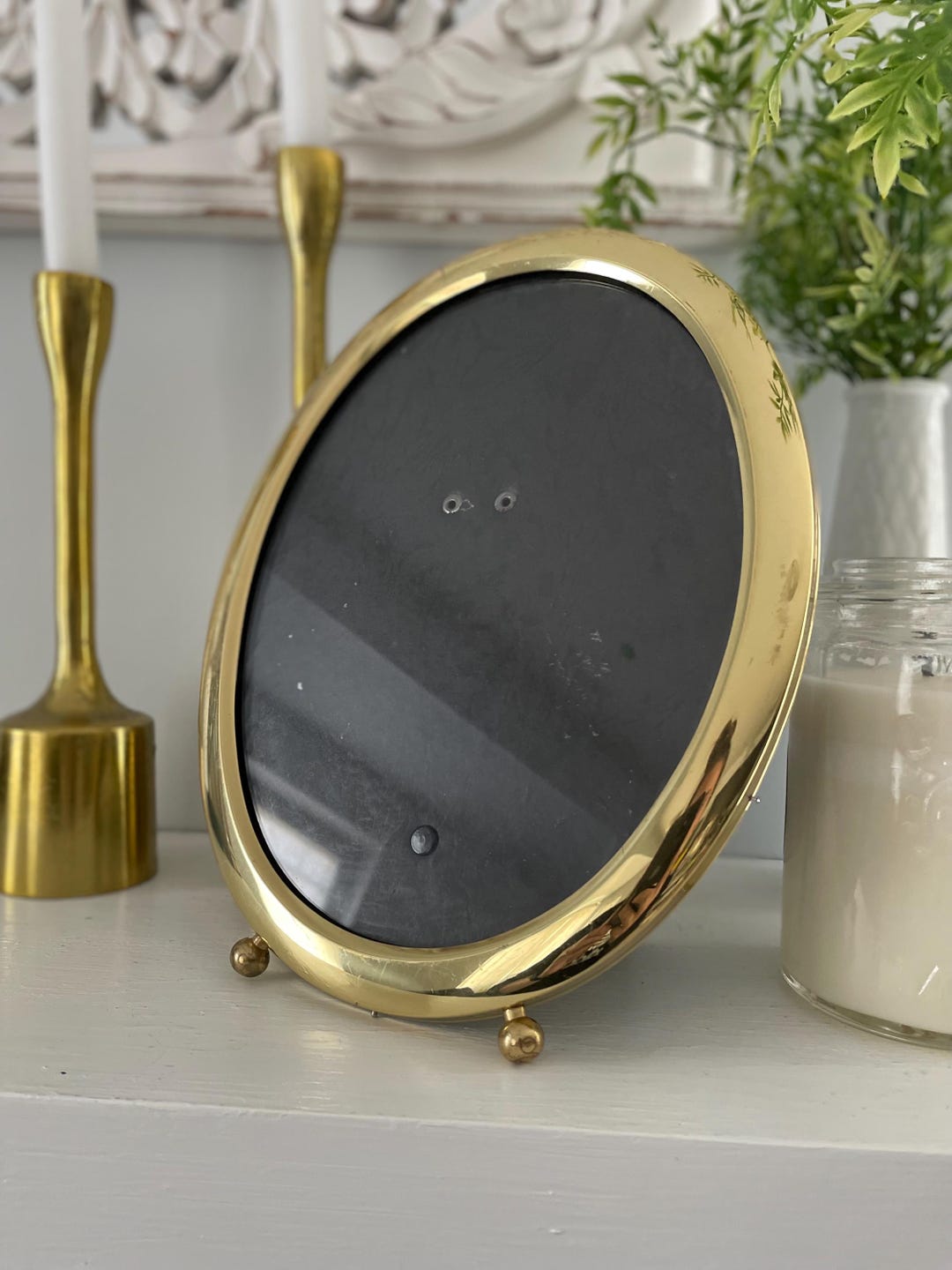 Vintage Solid Brass Oval Picture Frame 8x10 Inch Home Decor - Etsy