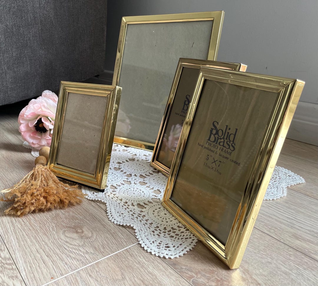 Set of Four Vintage Solid Brass Picture Frames 3.5x5 5x7 8x10 Home ...