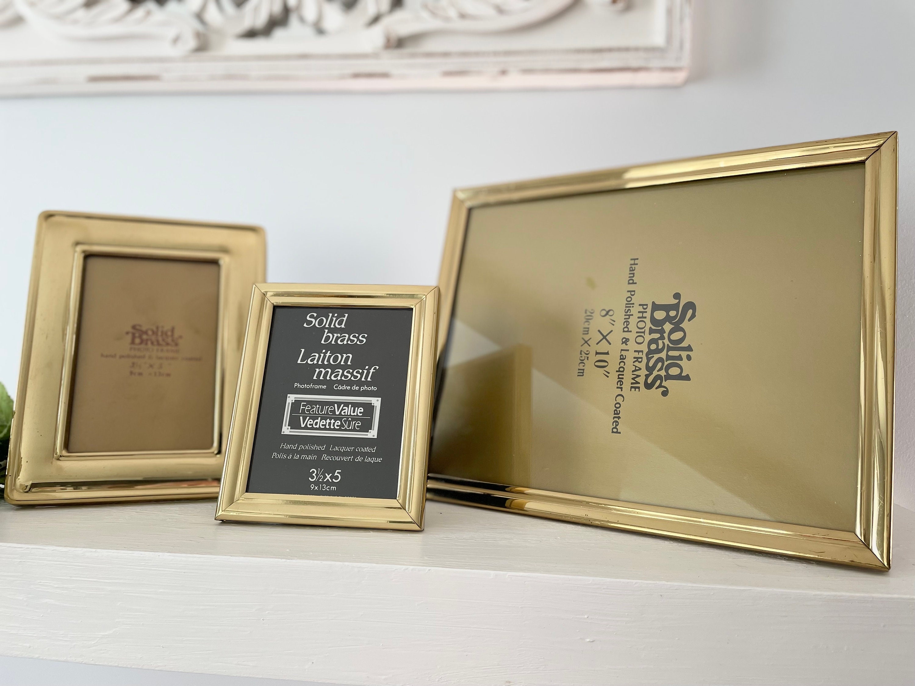 Set of 3 Vintage Solid Brass Picture Frames - Etsy