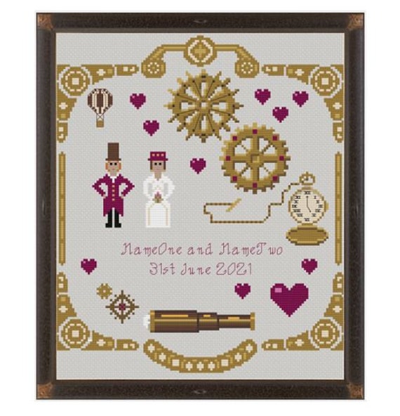 Steampunk Wedding Cross Stitch Pattern PDF | Etsy