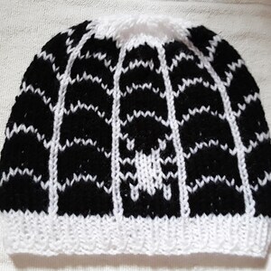 Spiderweb Halloween Beanie Spooky Spider Toque White Spiders Knitted ...
