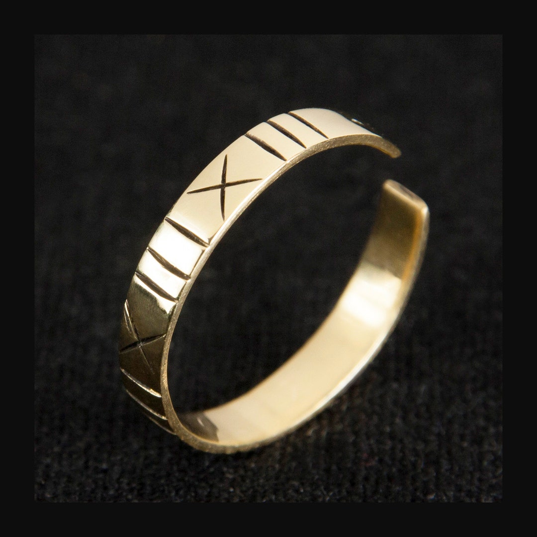 Brass Band Ring, Pagan Jewelry, Viking Style Ring, Adjustable Ring ...