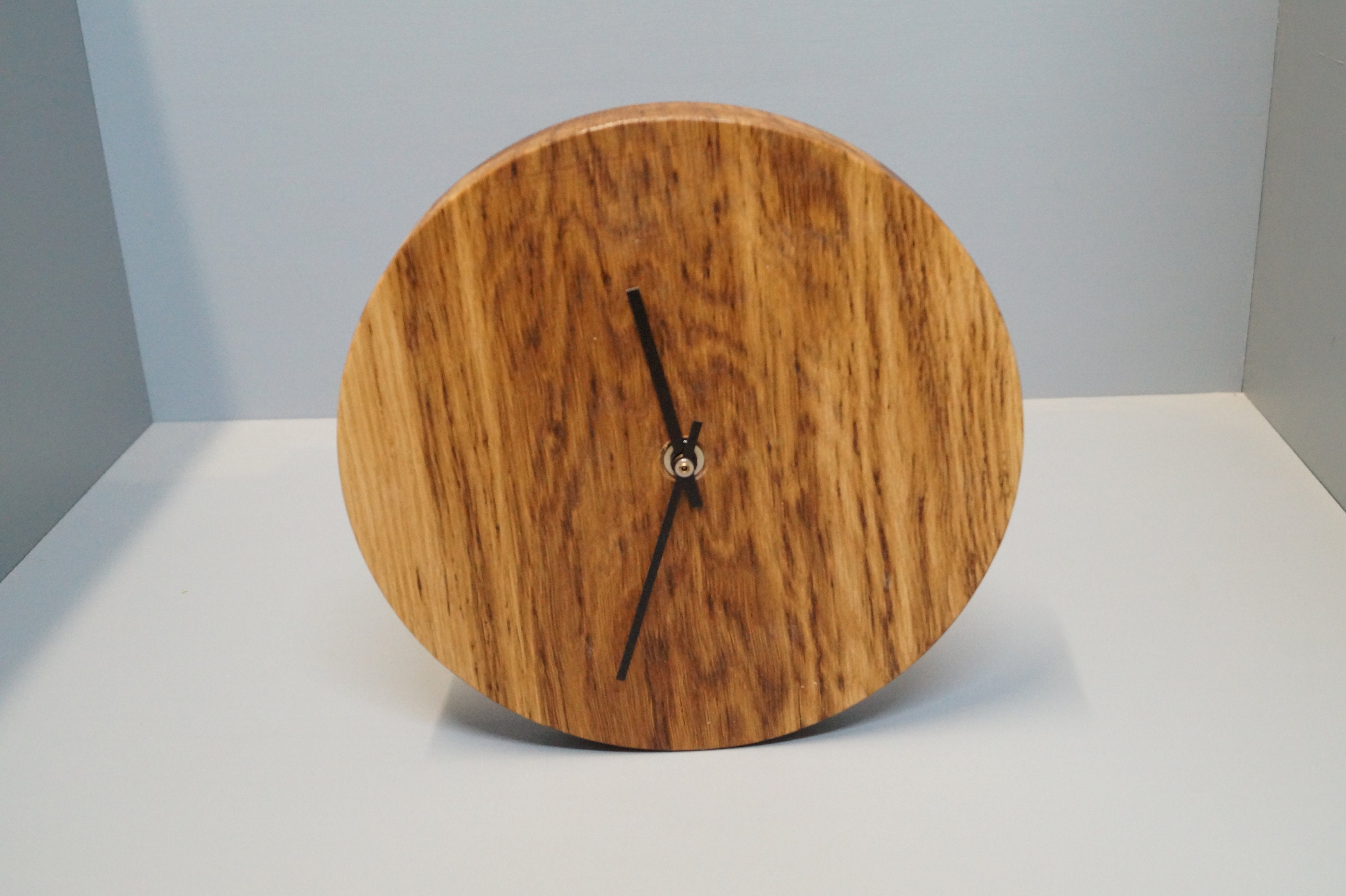 Wall Clock Made of Wood oak Wood Wooden Clock With Black Hands & Quartz ...