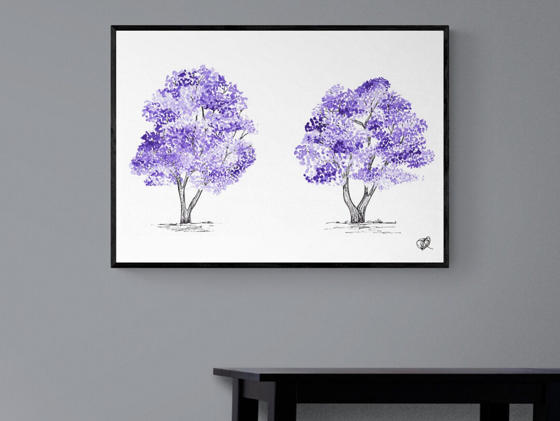 Trees, Jacaranda, Water Colours, Hand Drawn, Digital Download ...