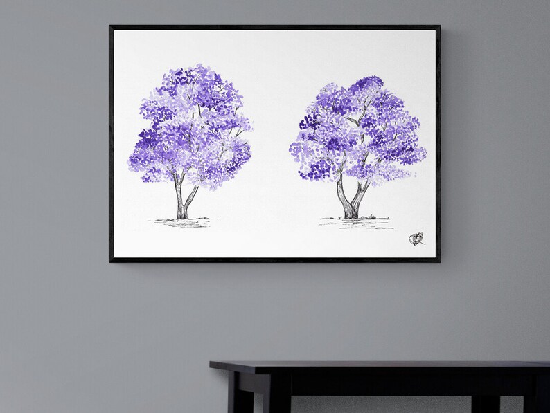 Trees, Jacaranda, Water Colours, Hand Drawn, Digital Download ...