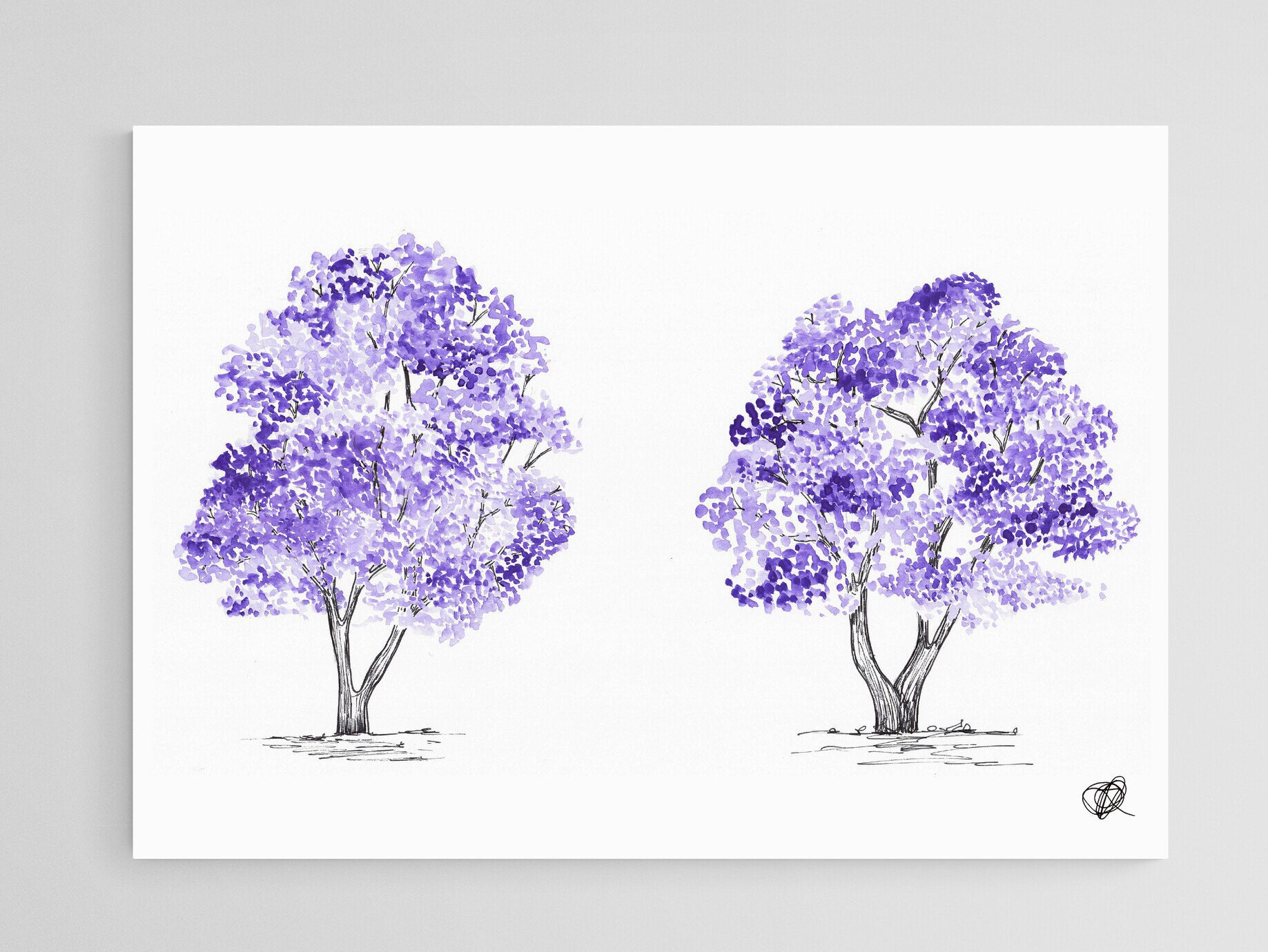 Trees, Jacaranda, Water Colours, Hand Drawn, Digital Download ...