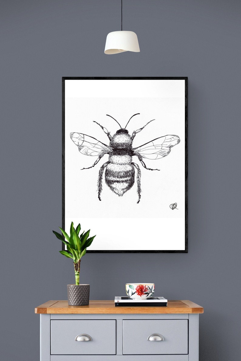 Honey Bee, Hand Drawn , Digital Download, Printable Art, Black and ...
